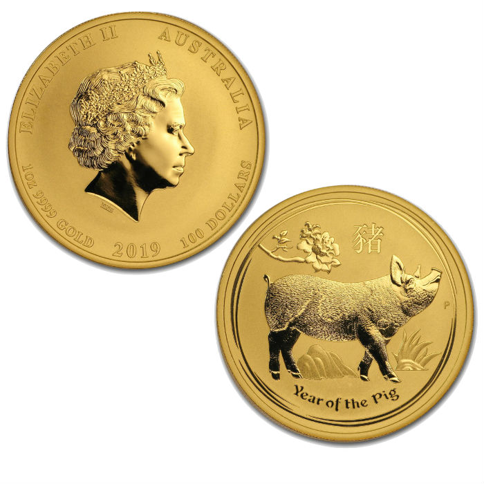 Australian 2019 Year of the Pig 1 Ounce Gold Coin - 999.9 Fine